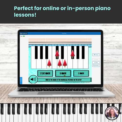 Naming Minor 5-Finger Scales on the Piano Keys BOOM™ Cards Digital Activity