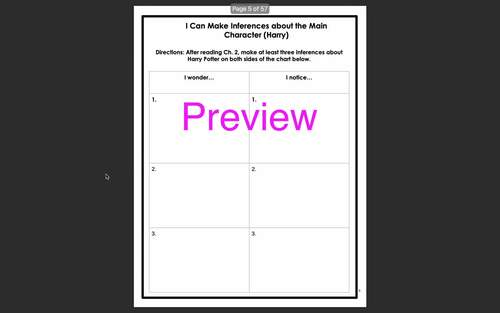 Harry Potter and the Sorcerer' Stone Novel Study (Printable and Digital ...