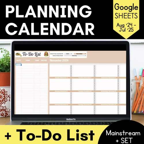 Academic Calendar + To-Do List 2024/2025 | Google Sheets Planning Calendar