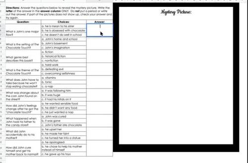 Digital The Chocolate Touch Novel Study Self Grading Comprehension Bundle