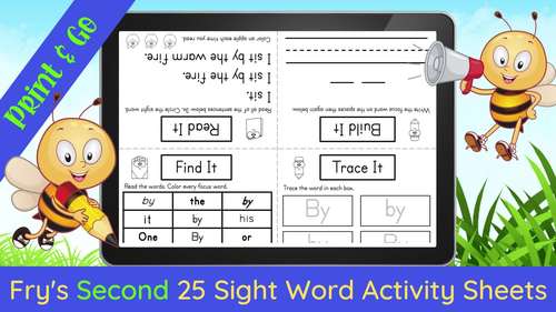 Fry's No-Prep Second 25 Sight Words - Trace, Build, Find & Read It ...