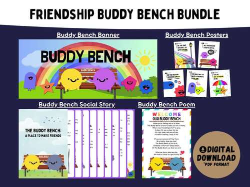 Friendship Buddy Bench Bundle | Banner, Posters, Social Story, Poem
