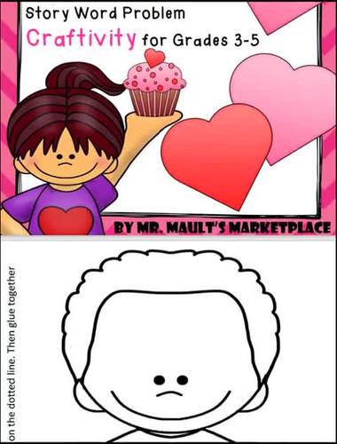 Valentine's Day Math Word Problem Craftivity for 3rd-5th Grades: CCLS ...