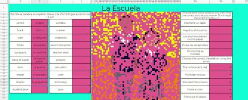 Spanish School Vocabulary Digital Mystery Picture Spanish Pixel Art La ...