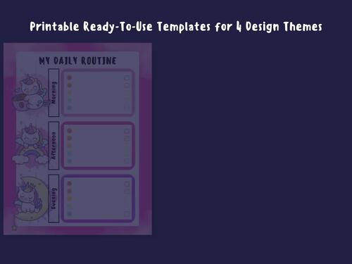 Daily Planner Routine Task Checklist | Unicorns Dinosaurs Sea Creatures ...