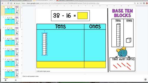 Subtraction with Base Ten Blocks - Place Value - Subtraction Worksheets