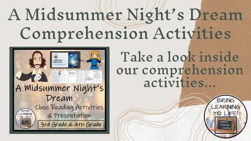 A Midsummer Night’s Dream Close Reading Comprehension Activities | 3rd ...