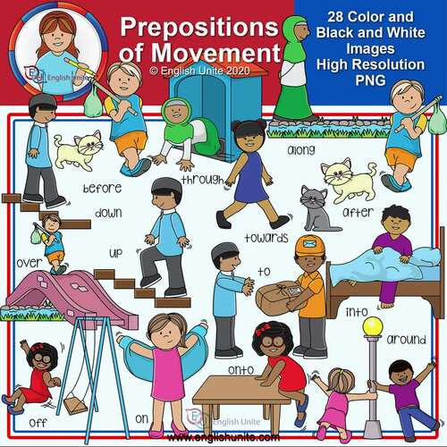 Prepositions Clip Art Bundle – 112 Educational Images by English Unite ...