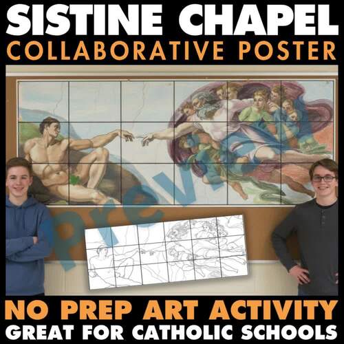 Sistine Chapel Michelangelo Collaborative Poster Catholic Vatican Art ...