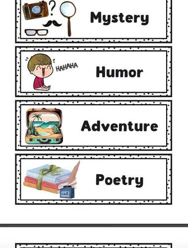 Visual Book Bin Labels (Genre) Classroom Library by They Call Me Queen B