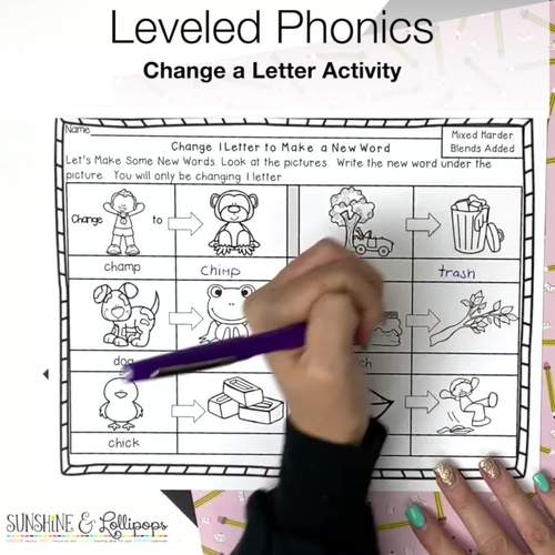 CVC Word Practice Worksheet Activities for Phoneme Manipulation First Grade