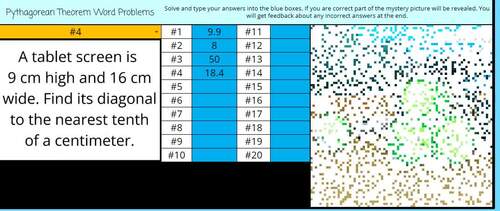 Pythagorean Theorem Word Problems Pixel Art Activity | TPT