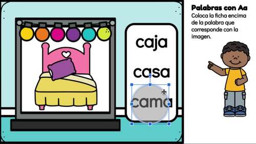 Google Slides y Seesaw- Palabras de dos sílabas con Aa- 20 tarjetas