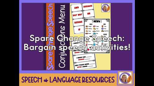 Spare Change Speech: Conjunctions Menu simple sentence builder by ...