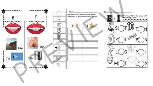 E vs. I Sound Discrimination | 8 Activity Packet by Grow With Beck