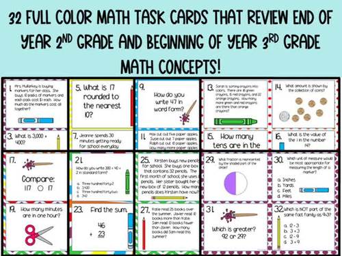 Back to School Math Task Cards | Math Activities | Math Centers | TPT