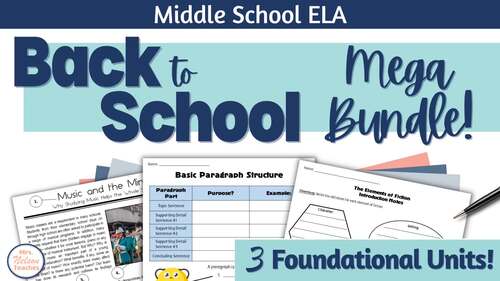 Middle School ELA Skill Bundle - Write Paragraphs, Reading Fiction ...