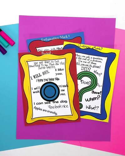 Punctuation Posters Practice Anchor Charts Worksheets for End Marks 1st ...