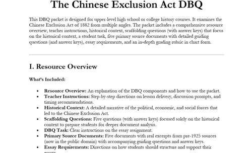 The Chinese Exclusion Act DBQ by PBL History & Civics | TPT