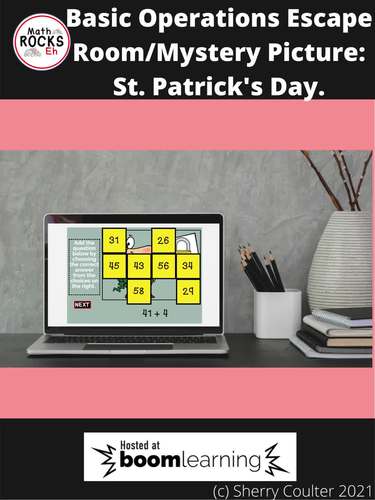 St. Patrick's Day Basic Operations Math Escape Room Boom Cards™ 4th Grade
