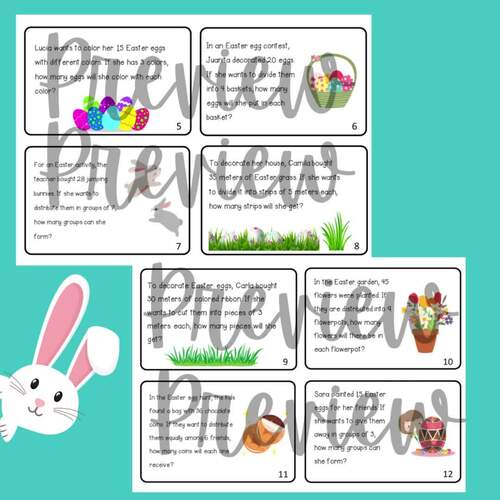 Easter Division Word Problems Task Cards by Bilingual Teaching Made Easy