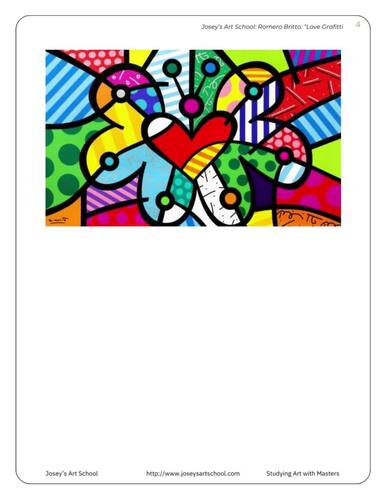 Romero Britto Art Lesson Love Graffiti Pop Art Grades 2-4 Iconic Art