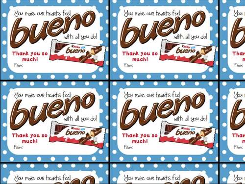 Kinder Bueno Chocolate Teacher (Staff) Appreciation Treat Tag- You make ...