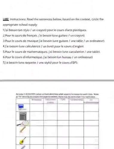 Les Fournitures Scolaires : French School Supplies Lesson w/10+ pages ...
