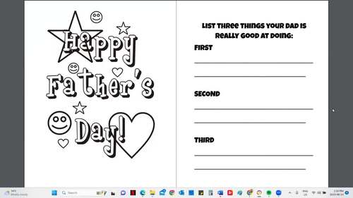 Father's Day Card / Gift / Writing Activity Gr 1-4 by Kelly Paulsen
