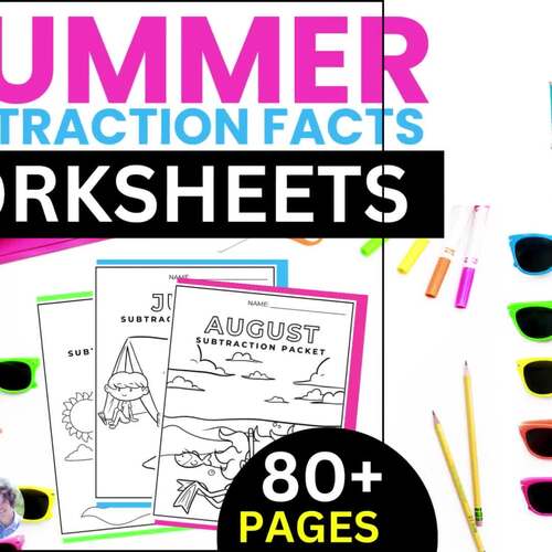 Summer Subtraction Worksheets Fun Summer School Math Activities Facts ...