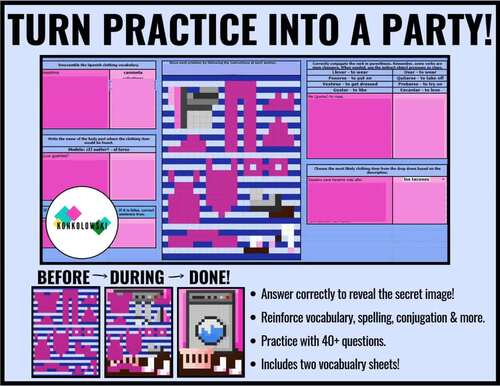 LA ROPA & CLOTHING | Spanish Digital Mystery Pixel Art | Self-Grading ...