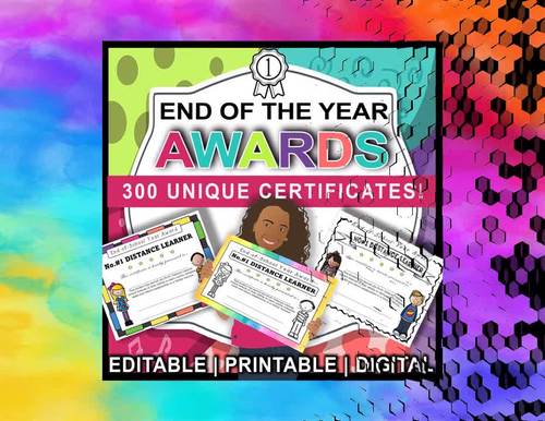 End of Year Student Awards Certificates Editable Digital 50% SALE!