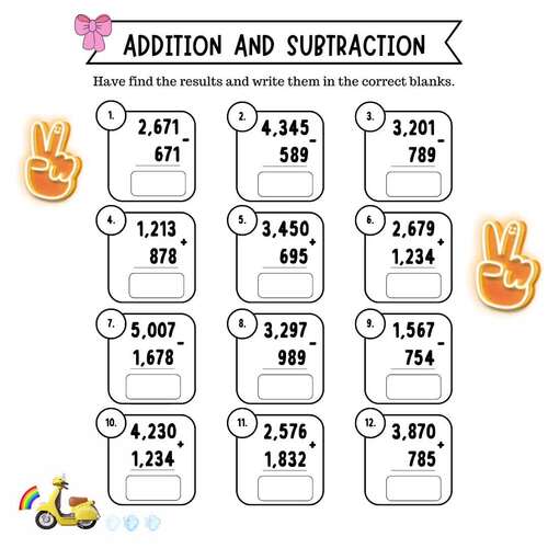 Addition Subtraction Multiplication and Division with Regrouping Math ...