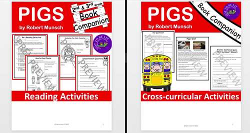 PIGS by Robert Munsch Book Companion Reading Comprehension Activities