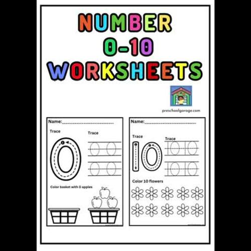 Number 0-10 Worksheets by Preschool Garage | TPT