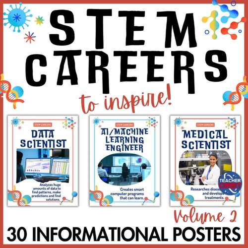 STEM Careers Posters Vol. 2 Classroom Decor Engineering Science Back to ...