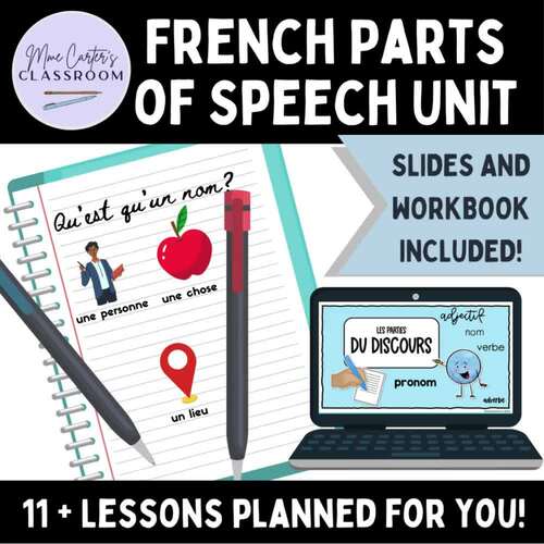 French Grammar Parts of Speech Unit - les noms, les adjectifs, les ...