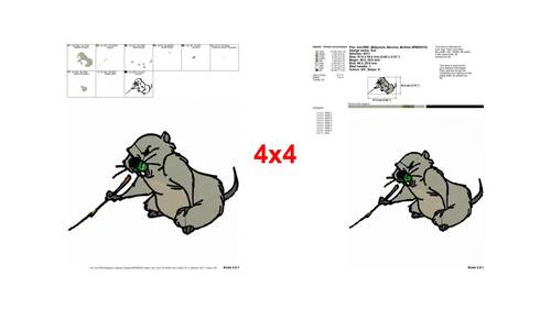 Grumpy cartoon badger holding stick weapon embroidery designs - Instant ...