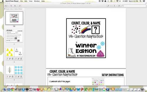 Count, Color, & Name Wh-Questions Adapted Book - WINTER by The Autism ...
