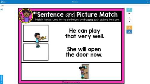 Sentence and Picture Match Boom Cards™ by Teaching With Love and Laughter