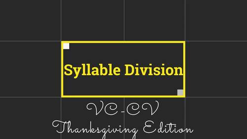 Thanksgiving VCCV Orton Gillingham Syllable Division BOOM VC-CV Rabbit Rule