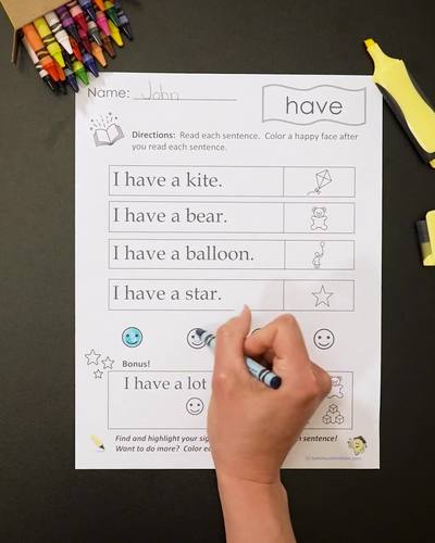 Sight Word Have Reading Practice by Luminous Minds | TPT