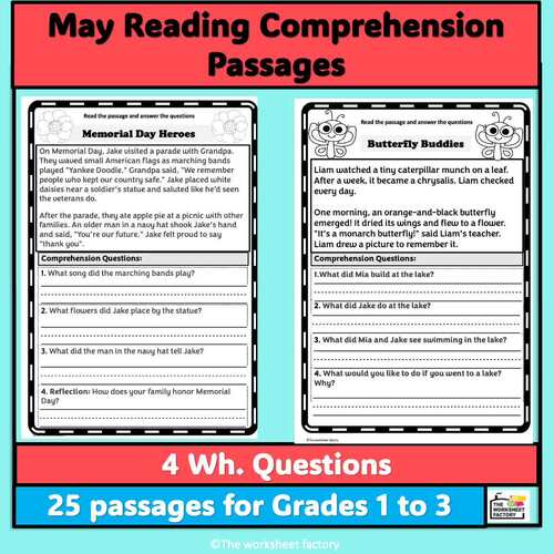 May Reading Comprehension Passages-May-themed reading resource for ...