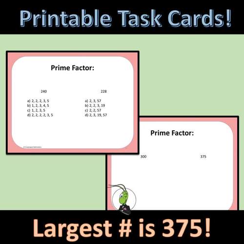 Prime Factoring Task Cards for Algebra and Pre Algebra on Boom | TPT