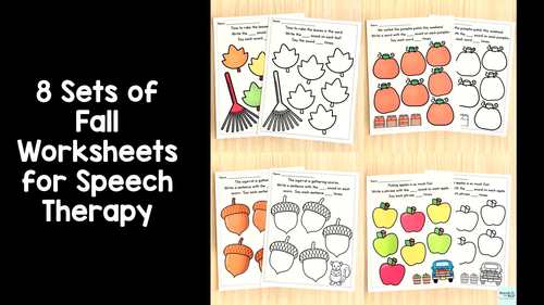 Fall Articulation Open Ended Printable Worksheets for Speech Therapy