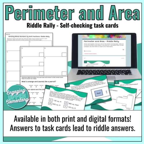 Perimeter and Area Riddle Task Cards - Print and Digital | TPT