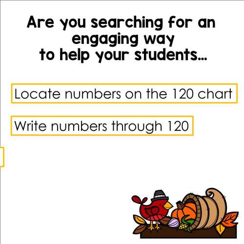 Thanksgiving Math Games 120 Chart Missing Numbers - Ten More Ten Less