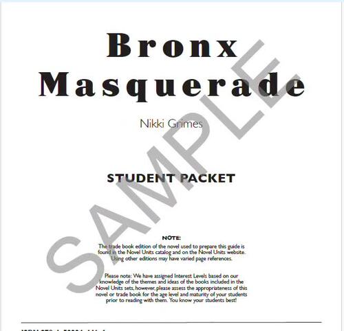 Bronx Masquerade Novel Units® Student Packet Novel Study | TPT