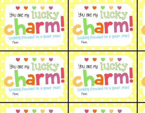 Charm Bracelet (Lucky Charms) Beginning of Year Gift Tag- You're my ...