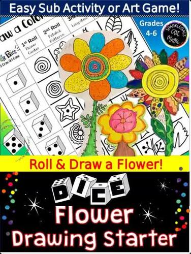 Art Magic DICE Drawing Game-FLOWERS-Creative Drawing Starter! Grades 4-7
